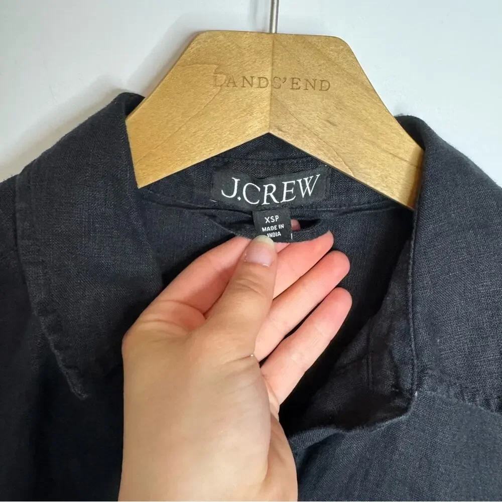 J. Crew | Dresses | Jcrew Capitaine Black 0 Linen Button Down Short ...